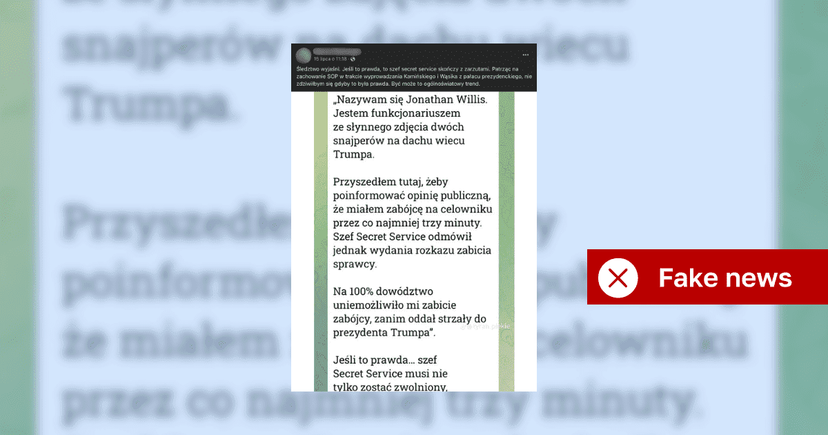Ochrona zabroniła strzelać do zamachowca Trumpa? Sprawdzamy